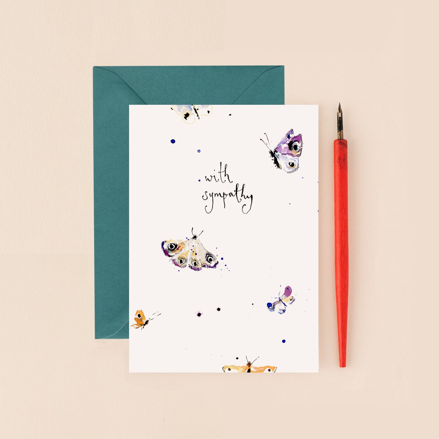 With Sympathy Moths Sympathy Card | Louise Mulgrew