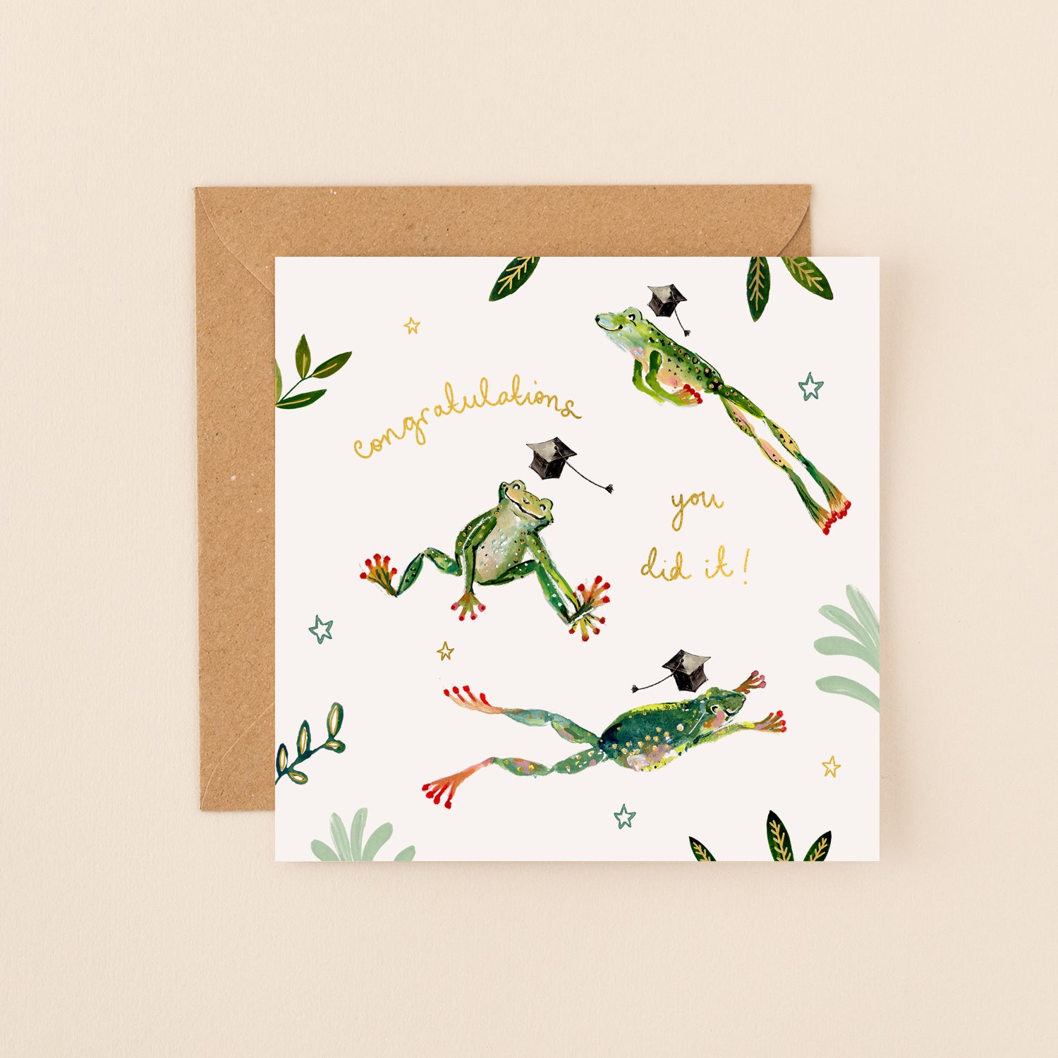 Frogs Graduation Congratulations Card | Louise Mulgrew